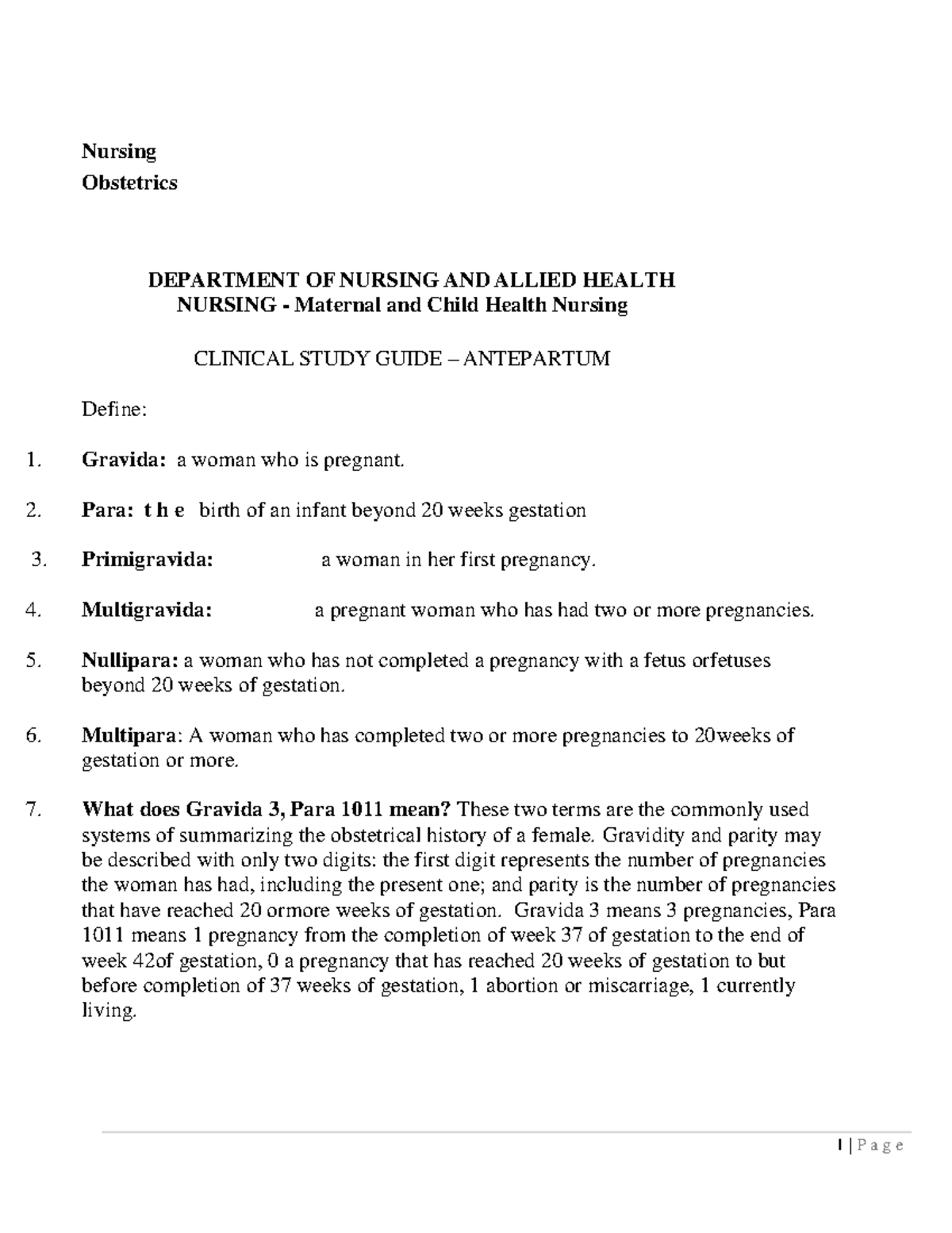 OB Nursing Clinical Study Guide – Antepartum Essentials - Studocu