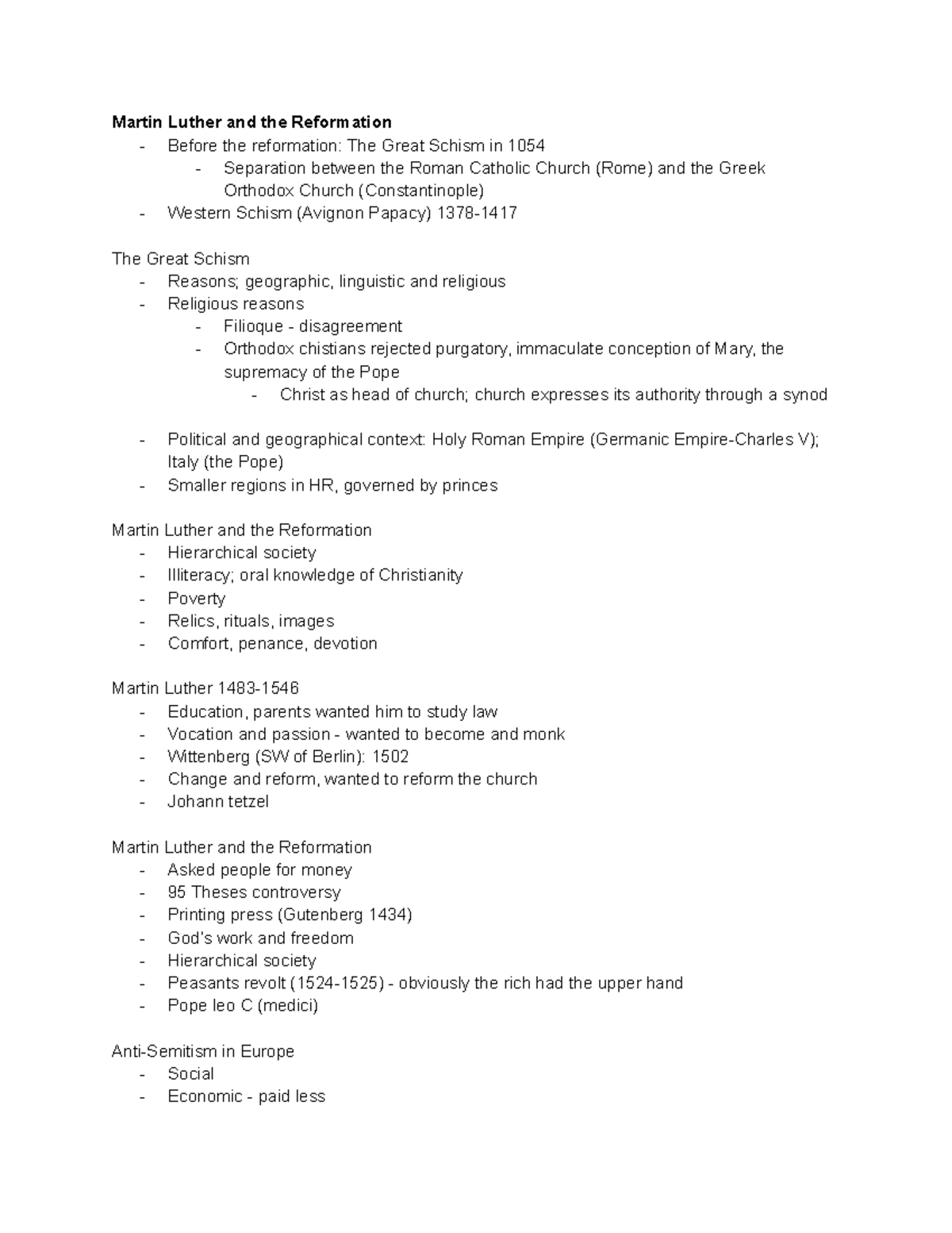 UCCP 2022 Lecture Notes: Martin Luther & the Reformation - Studocu