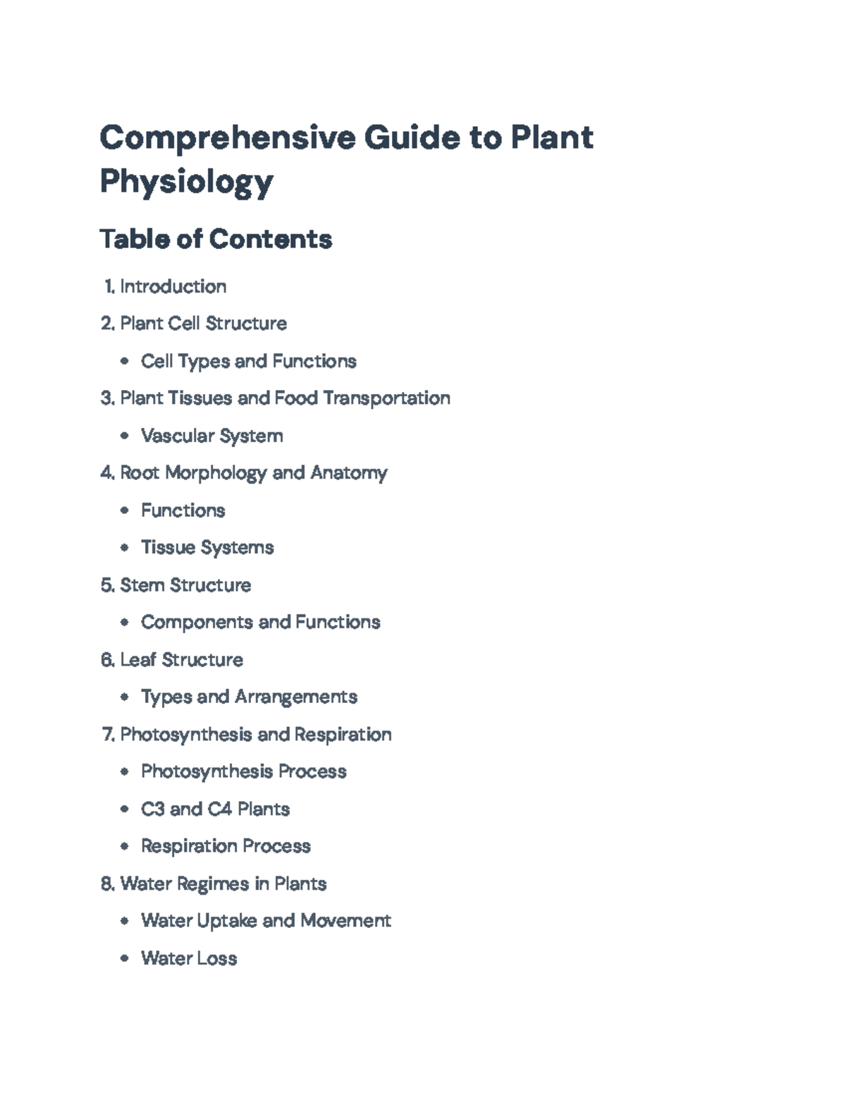 Comprehensive Guide to Plant Physiology: Anatomy and Processes ...