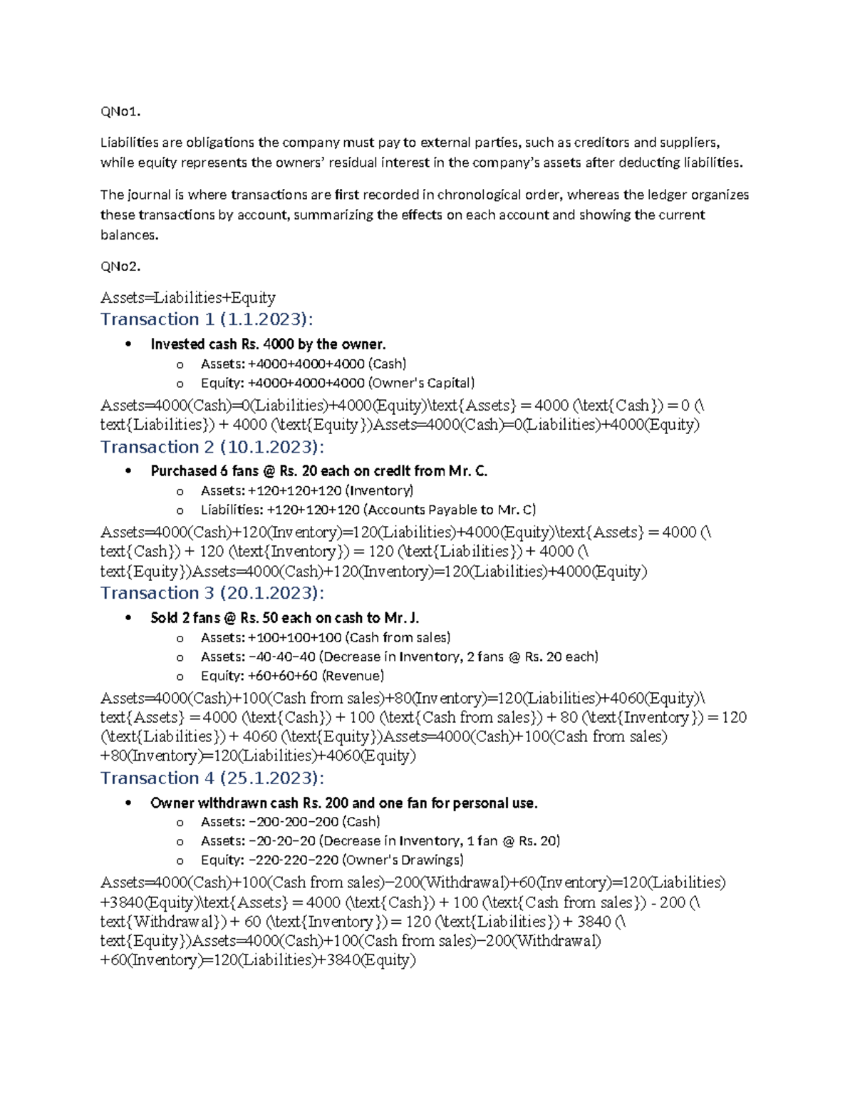 ACCT 101: Solutions to Liabilities, Transactions, and Trial Balance - Studocu