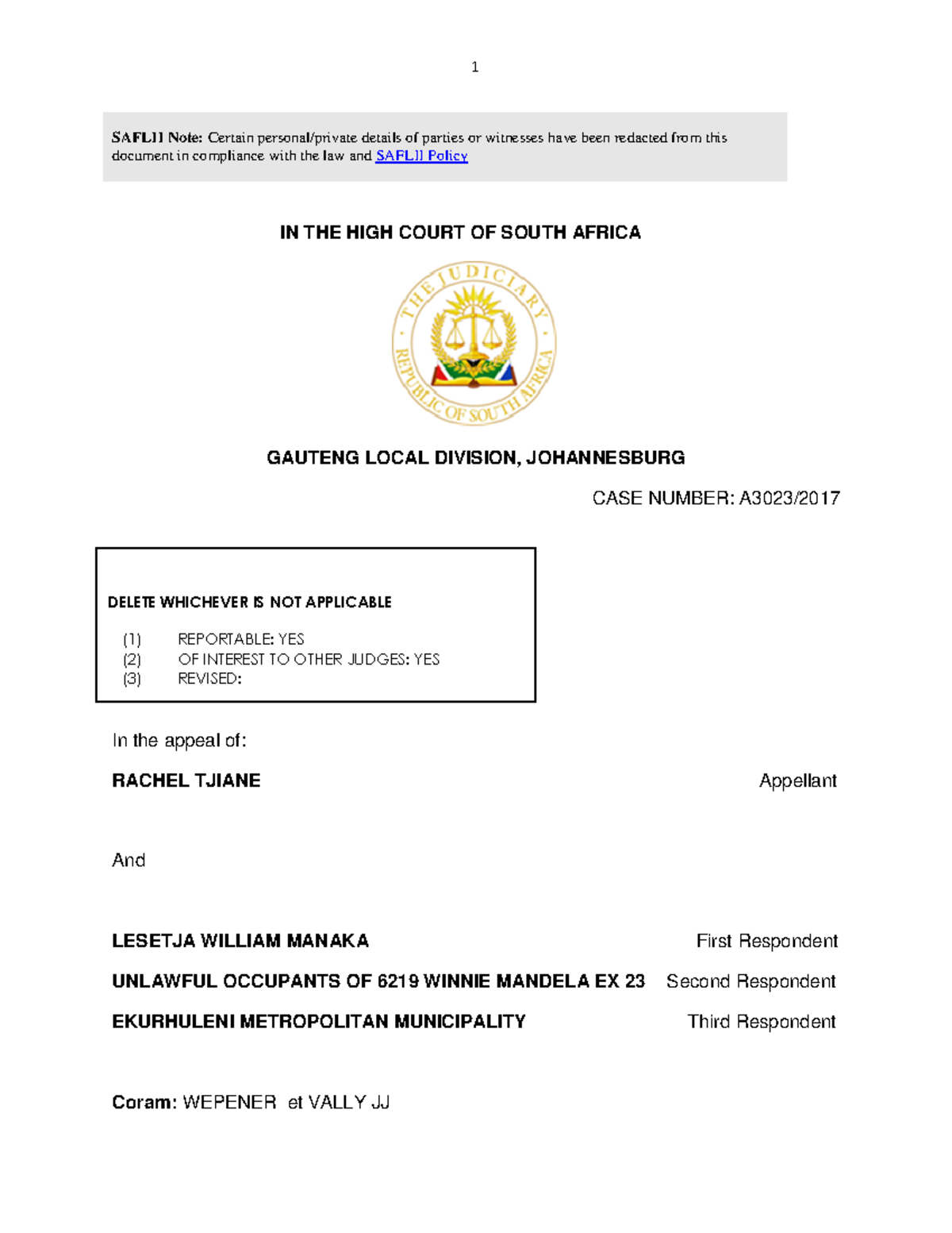 Rachel TJ Case: Analysis of Eviction Proceedings under PIE Act - Studocu
