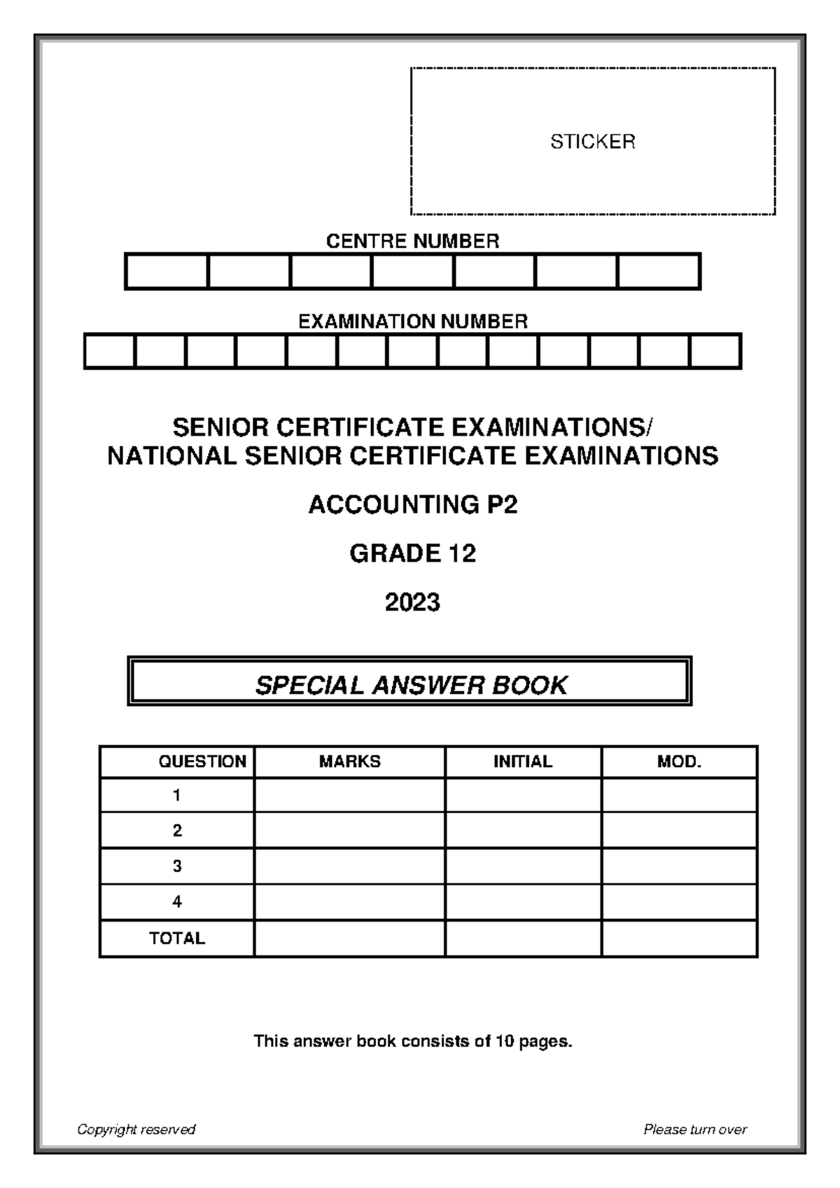 Accounting P2 May-June 2023 Exam Answer Book - Grade 12 Eng - Studocu