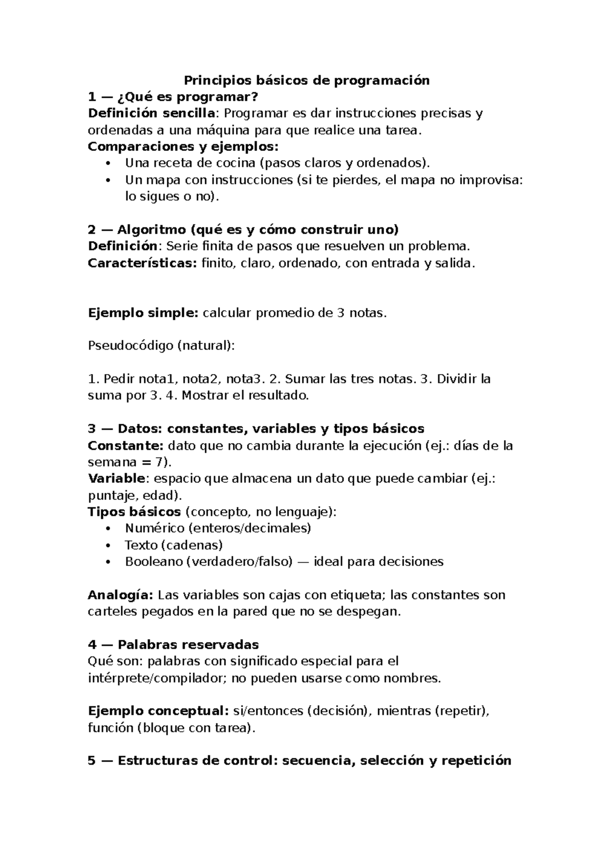 Fundamentos de Programación 1: Algoritmos y Estructuras de Control ...