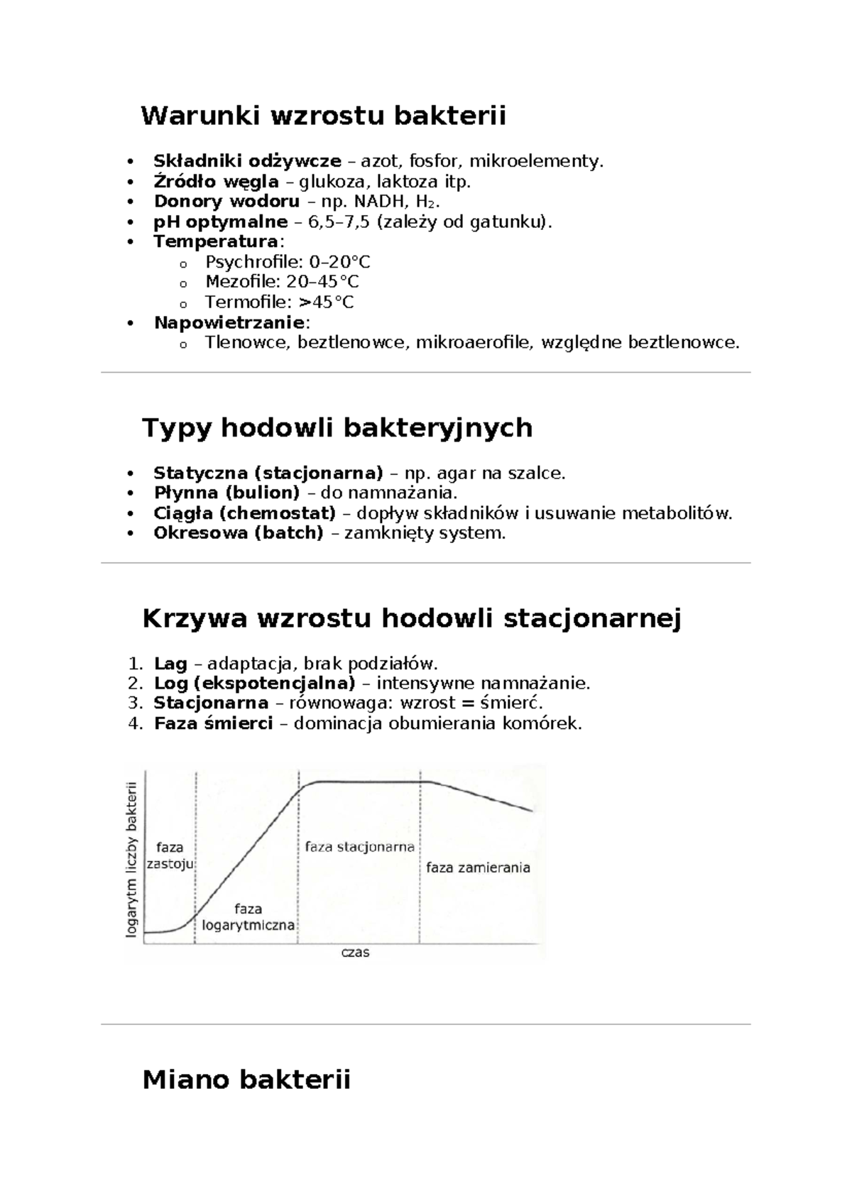 Mikrobiologia 3 - Notatki do Laboratorium z Wzrostu Bakterii - Studocu