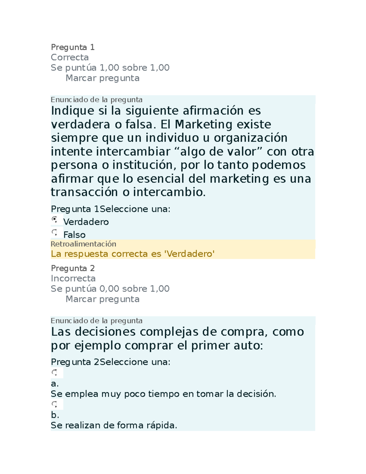 Evaluación 1: Exámenes de Marketing - Preguntas y Respuestas - Studocu