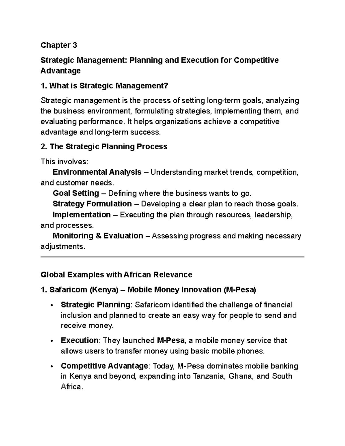 Chapter 3: Strategic Management for Competitive Advantage - Studocu