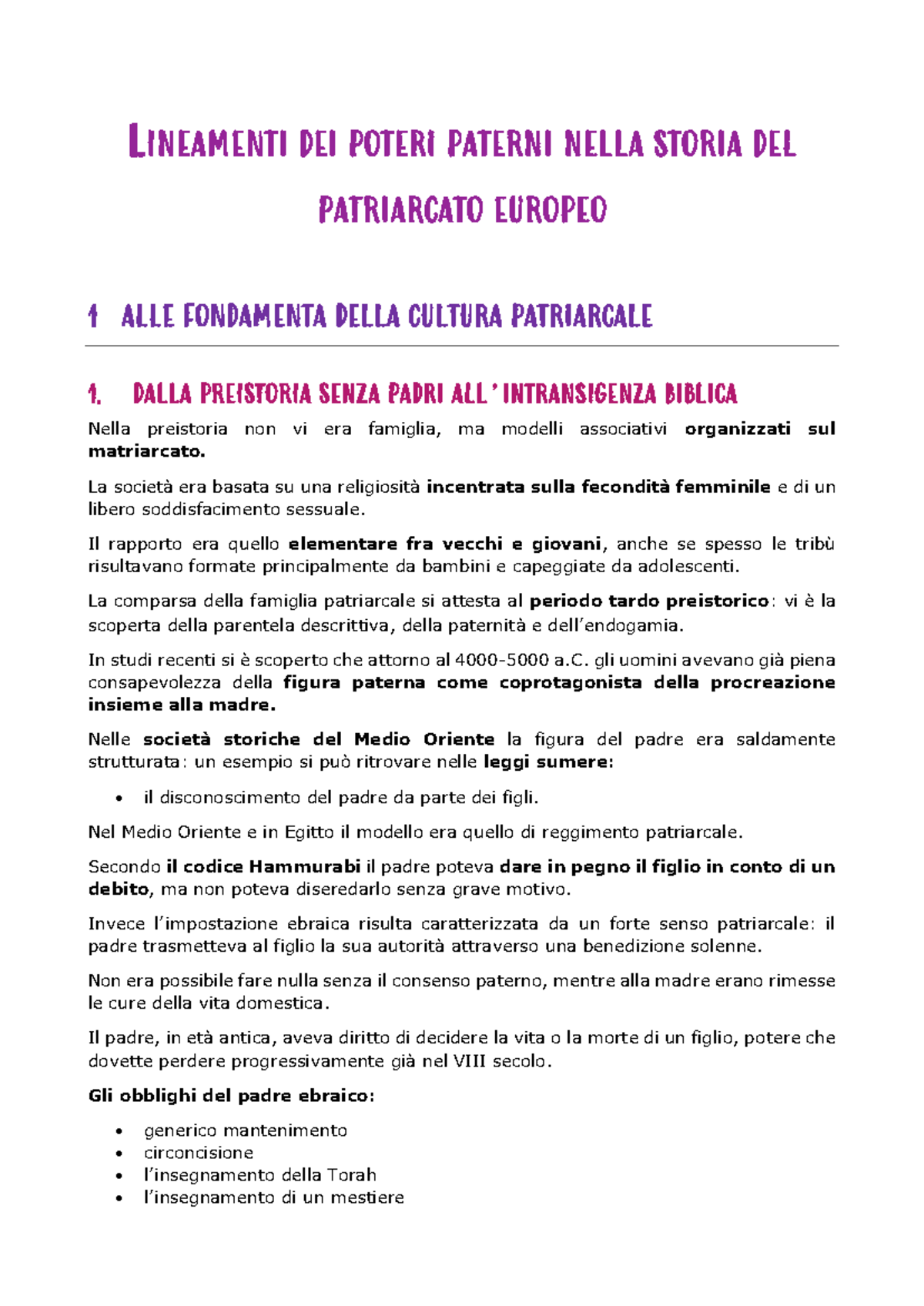 Lineamenti dei poteri paterni nel patriarcato europeo GIPA 2021/22 ...
