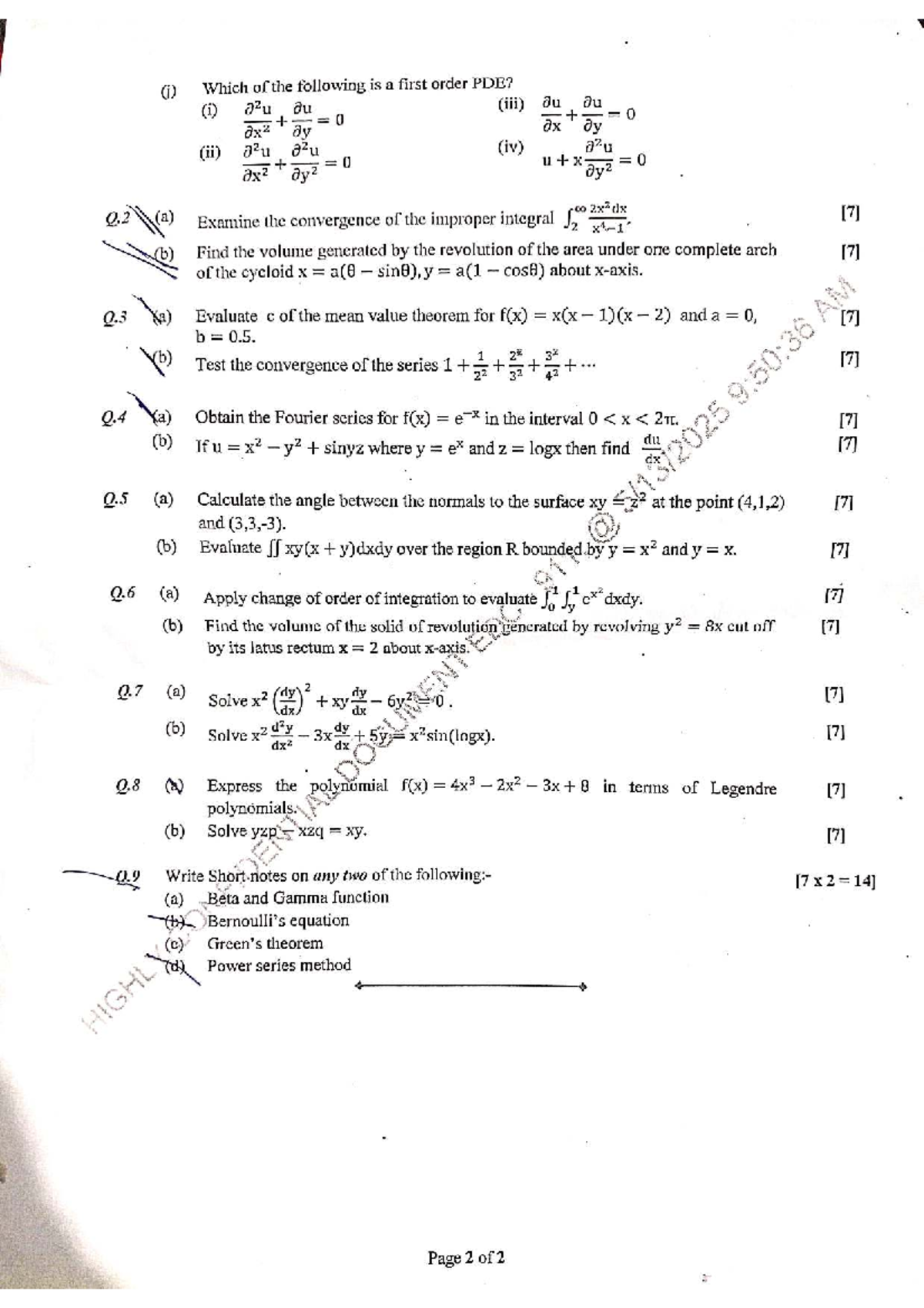 Beu Btech 1 Sem Math I 103102 2024 Pyq Pdes Integrals Series Studocu