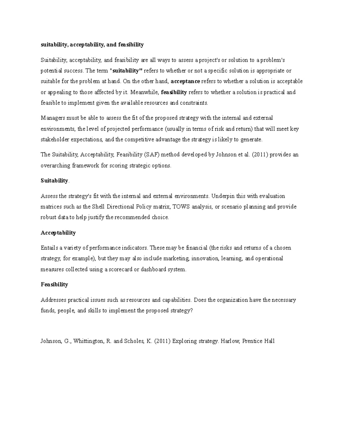 Suitability - Short Essays - suitability, acceptability, and ...