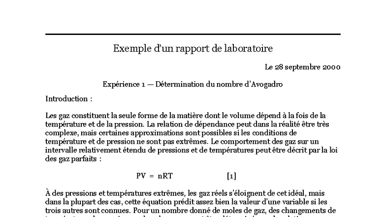 Exemple de Rapport de Laboratoire - Expérience 1: Détermination du ...