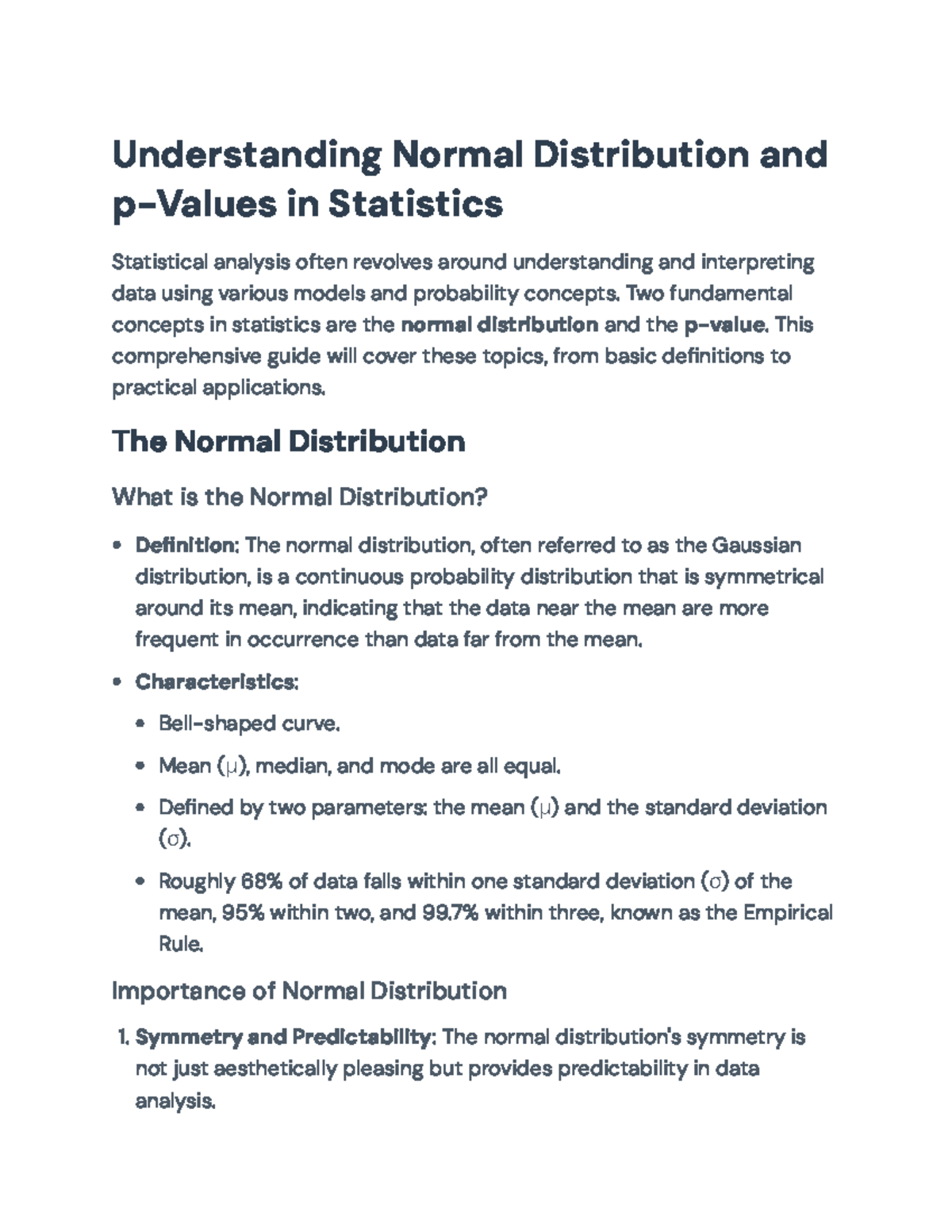Understanding Normal Distribution & p-Values in Stats: A Guide - Studocu