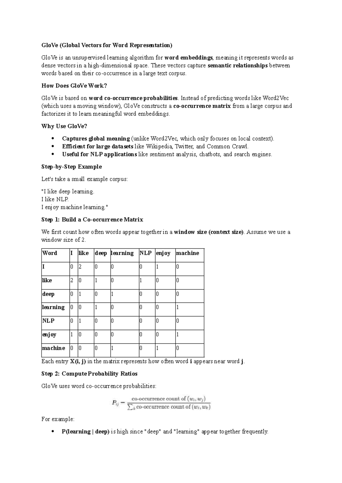 GloVe (Global Vectors for Word Representation) Notes and Overview - Studocu