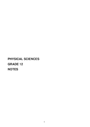 Physical Sciences Grade 12 Notes - PHYSICAL SCIENCES GRADE 12 NOTES ...