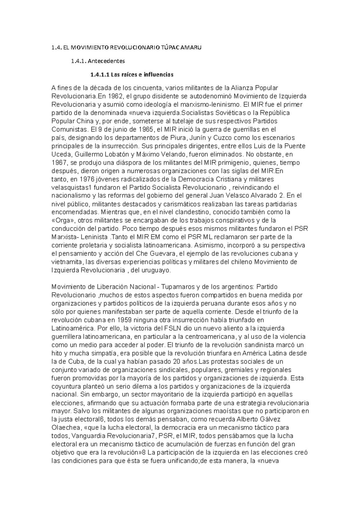 1.4. EL Movimiento Revolucionario Túpac Amaru -jhery - 1. EL MOVIMIENTO ...