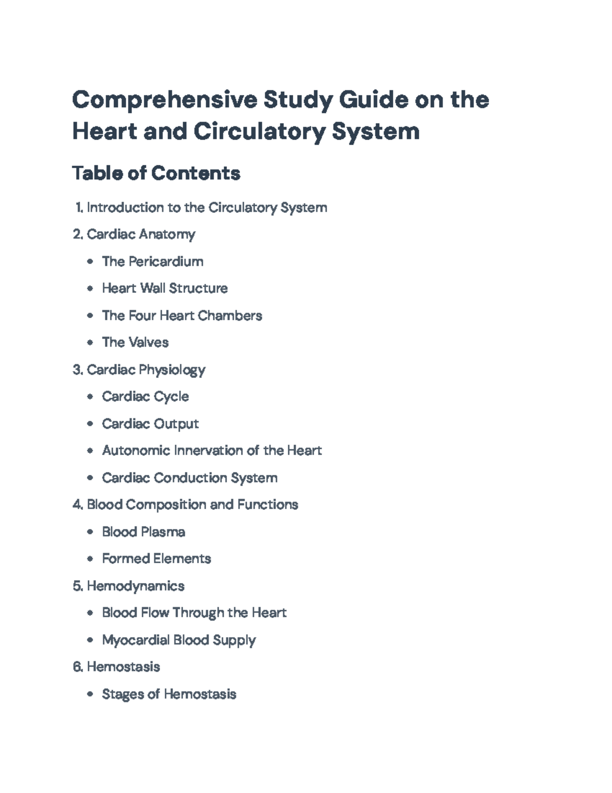 Comprehensive Study Guide on the Heart and Circulatory System ...