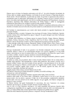 Platone - Riassunto dettagliato e puntuale del libro di testo - PLATONE ...