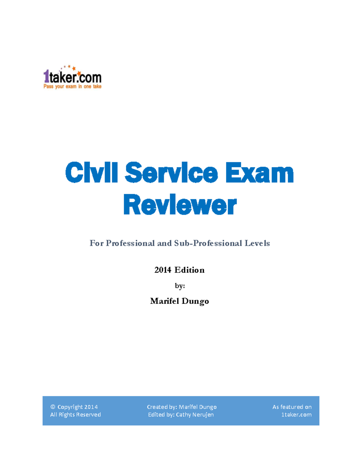 402016 Civil Service Exam Reviewer: Professional & Sub-Professional ...