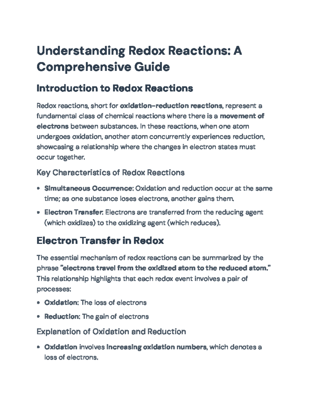Understanding Redox Reactions and Oxidation Numbers: A Detailed ...