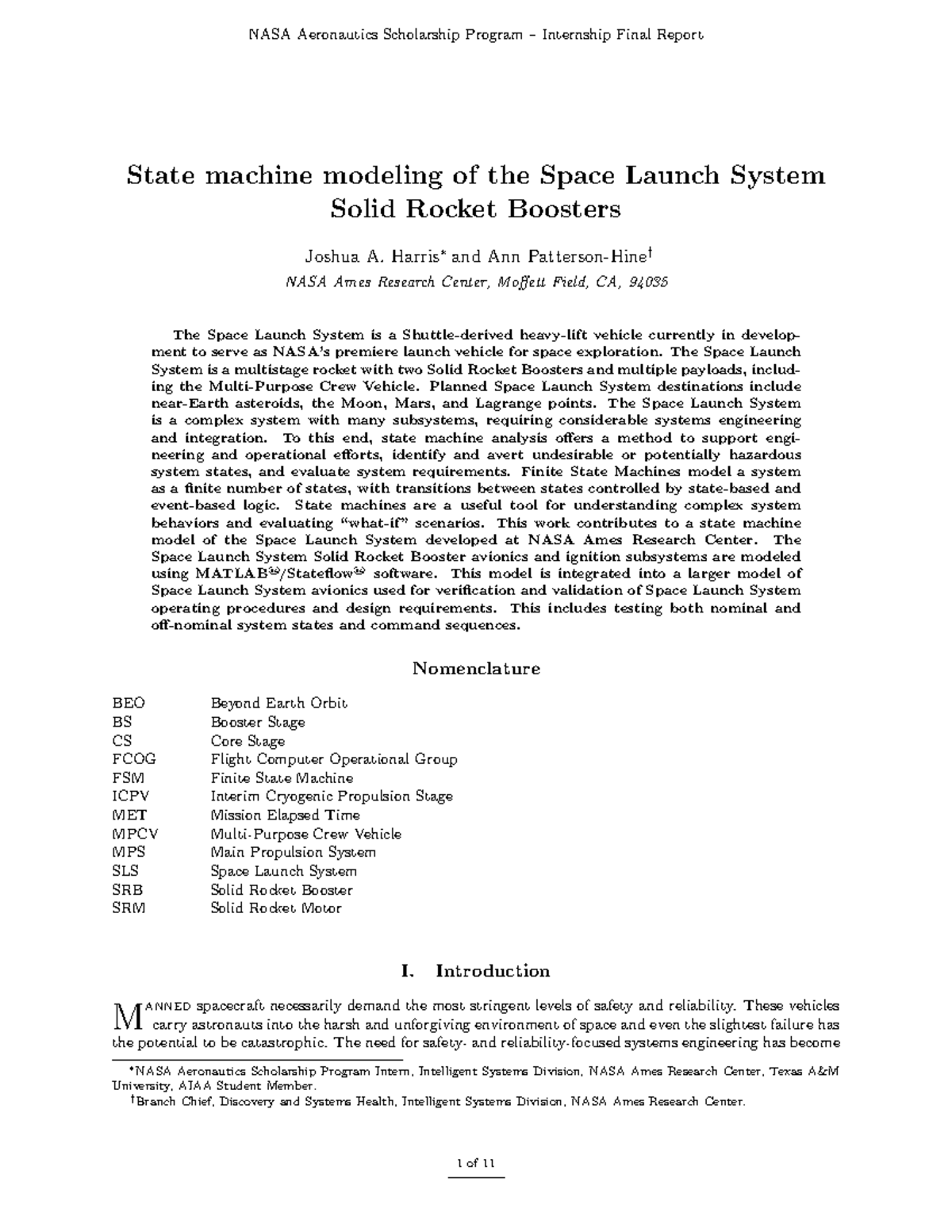 State Machine Modeling of Solid Rocket Boosters in SLS - NASA ...