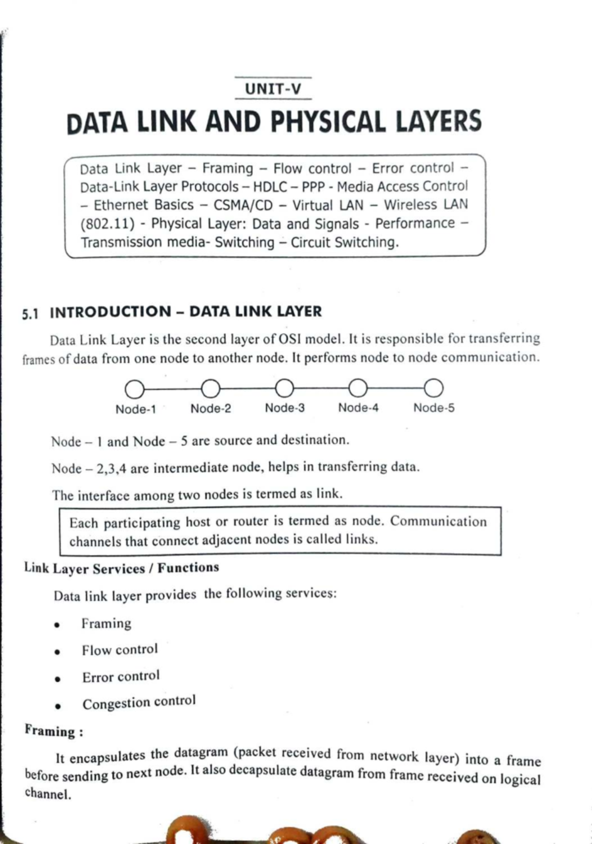 Unit 5 CN - Lecture Notes on Data Link and Physical Layers - Studocu