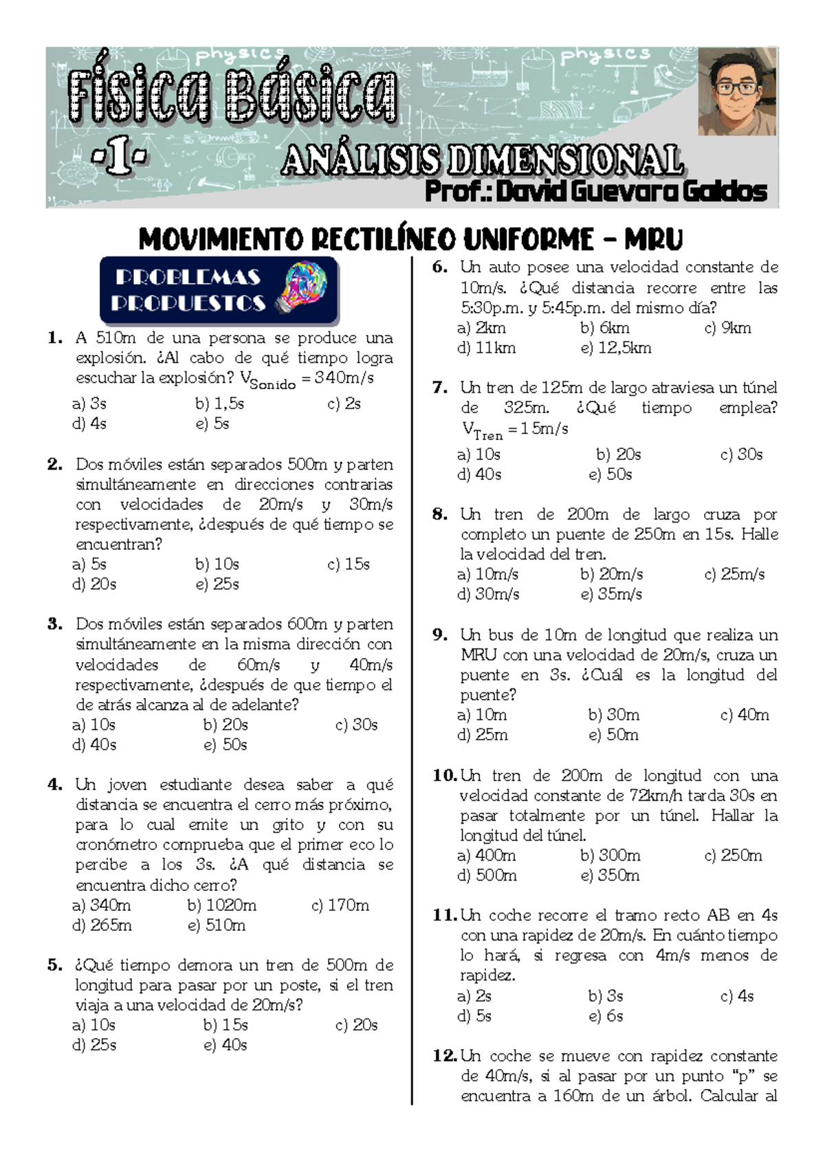 6 - Cinemática - MRU - Ejercicios de Física I - Studocu