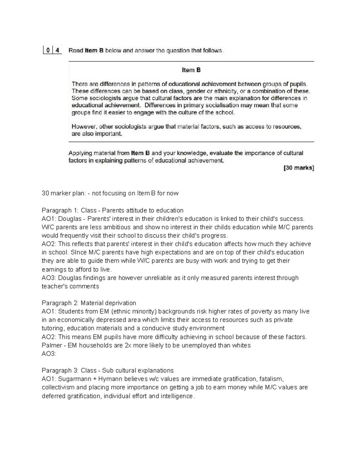 2023 30 Marker Plan: Class, Education, and Material Deprivation ...