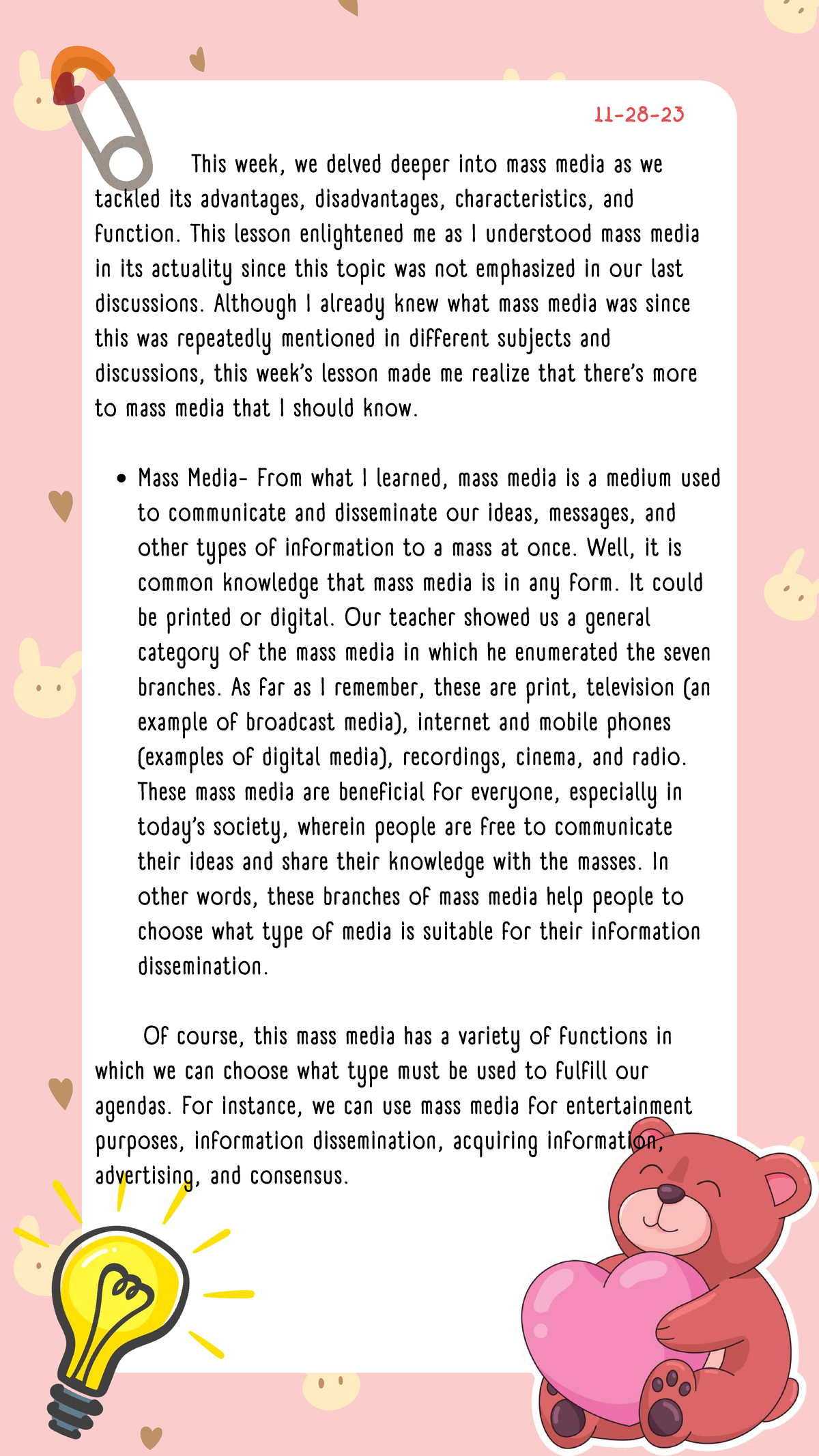 MIL Lesson Notes: Understanding Mass Media's Role and Functions - Studocu