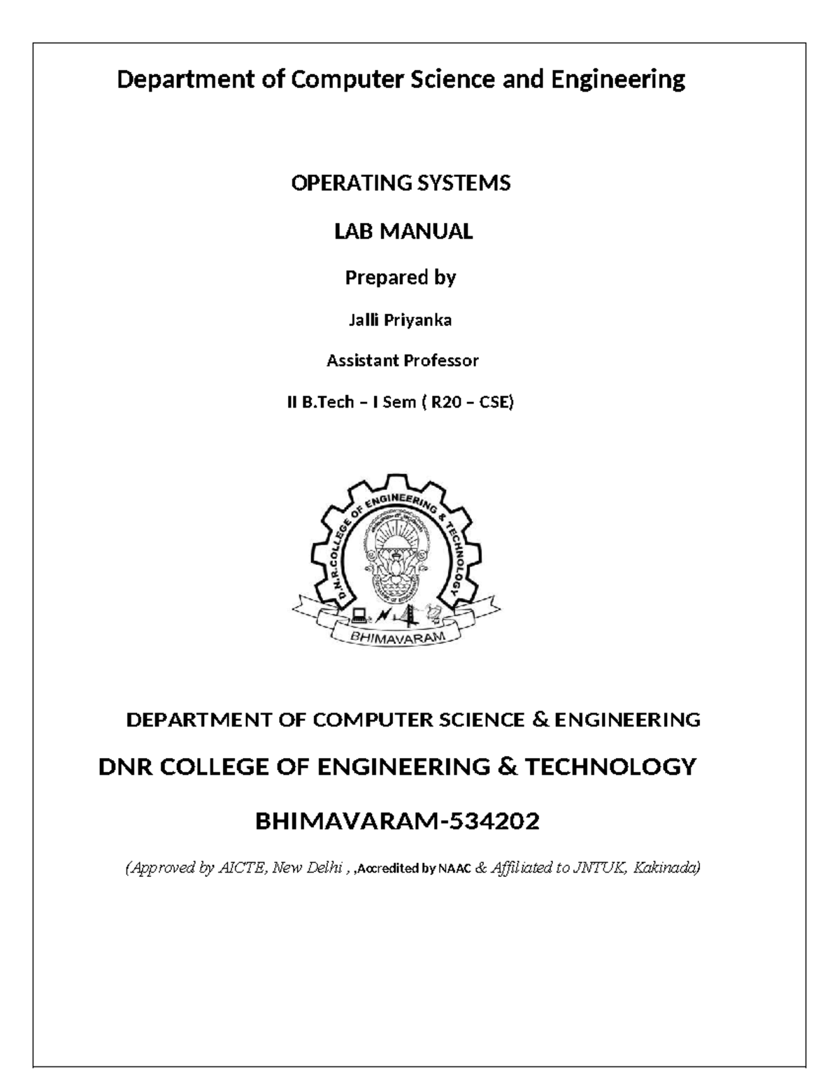 C217 Operating Systems Lab Manual: Experiment Guides & Instructions - Studocu