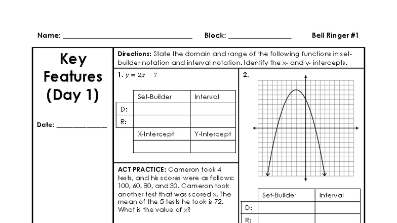 Bell Ringer 1: Key Features & Functions - MATHETIC - Studocu