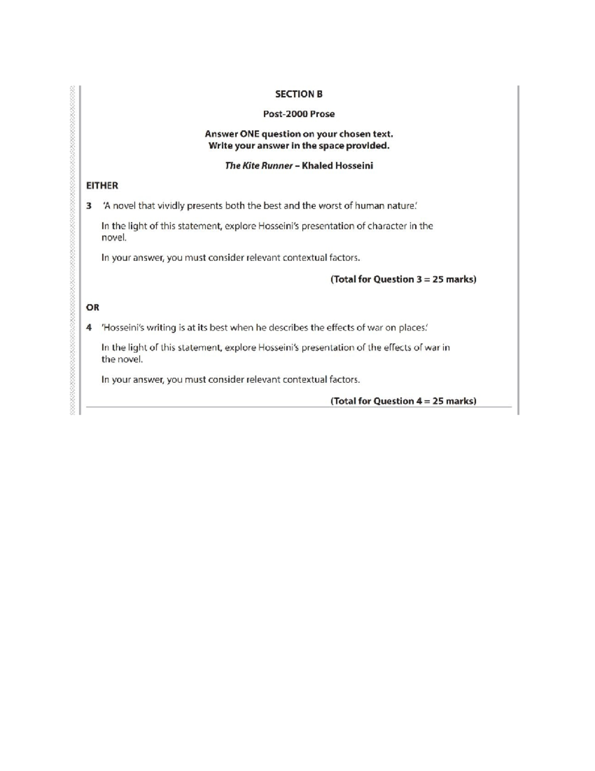 Kite Runner Essay Questions (ENG 101) - Prose Analysis - Studocu