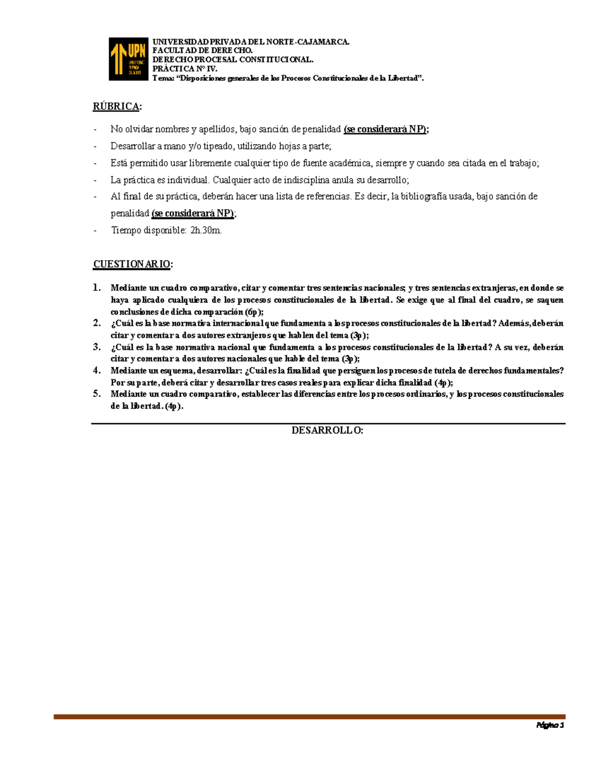 Práctica N°4 - Procesos Constitucionales de Libertad en Derecho ...