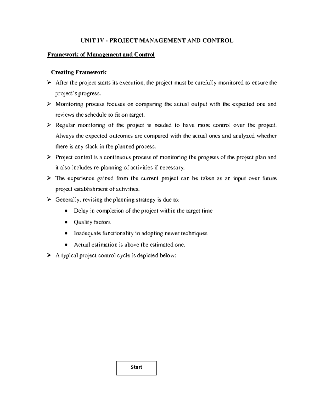 SPM UNIT 4: Project Management and Control Framework - Studocu