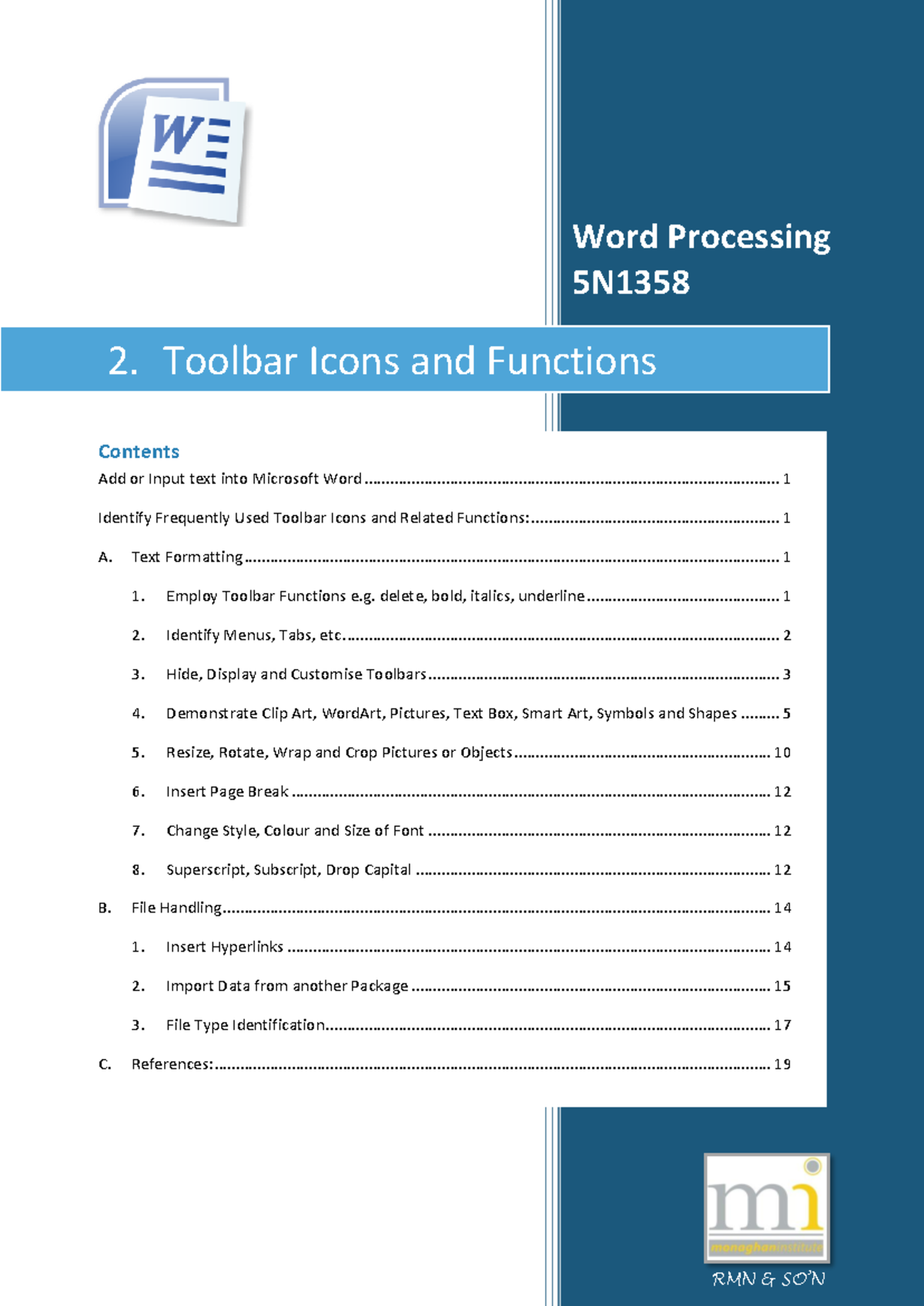 MS Word Essentials: Toolbar Icons & Functions (Course LO2) - Studocu