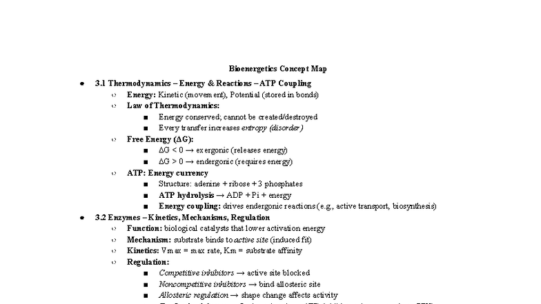 Biology Study Guide (Exam 3): Bioenergetics & Thermodynamics - Studocu