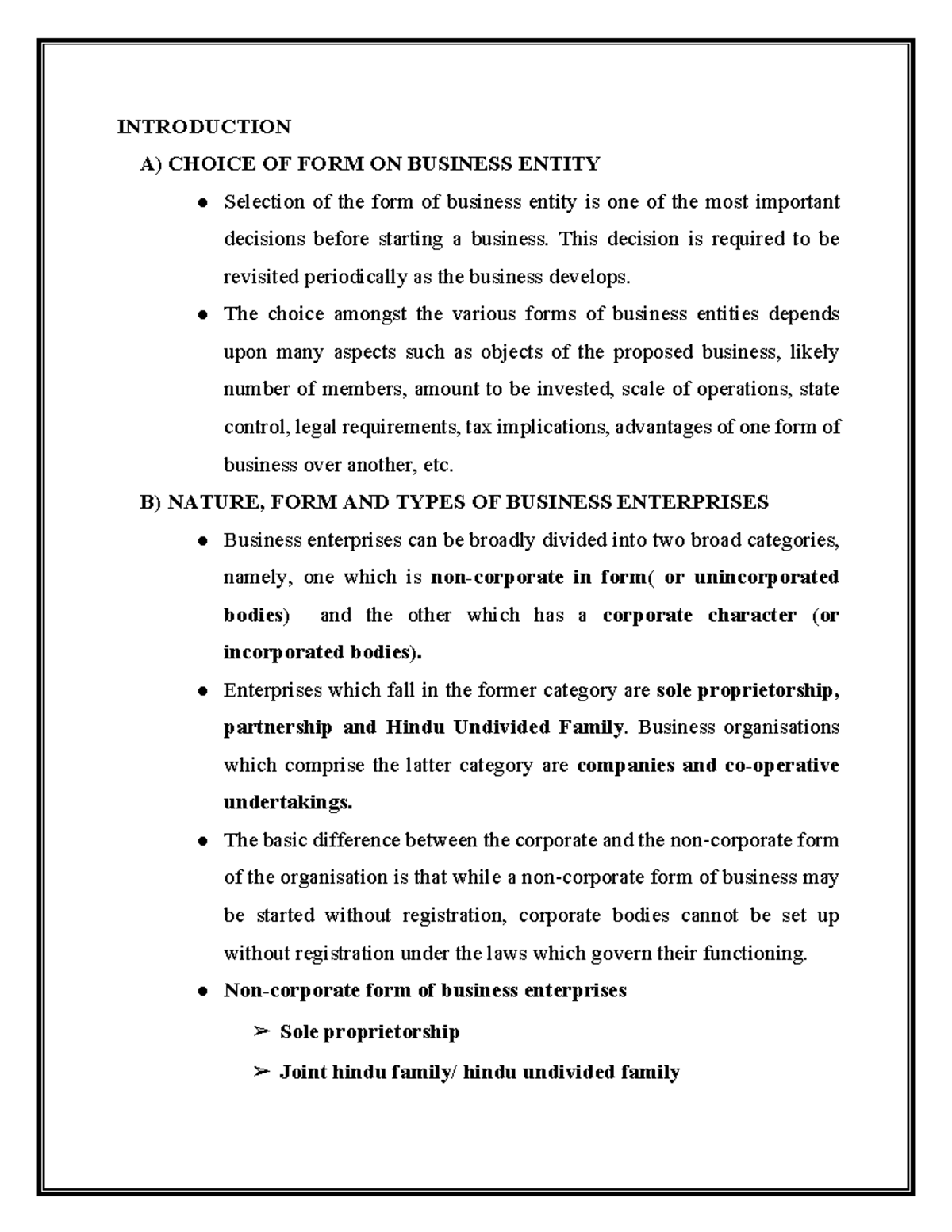 Company Law Notes: Understanding Business Entities and Their Forms ...