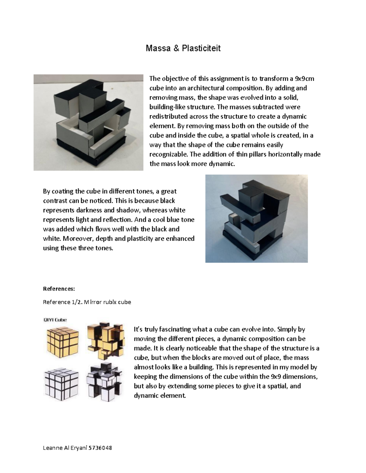 Massa & Plasticiteit - Ov1.2 Architectural Composition Study - Studeersnel
