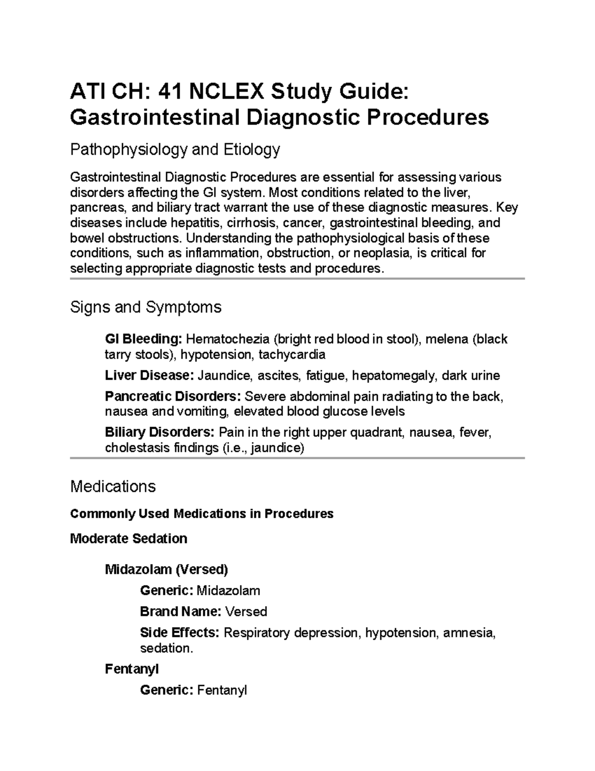 ATI NCLEX GI EXAM Study Guide: Diagnostic & Therapeutic Insights - Studocu