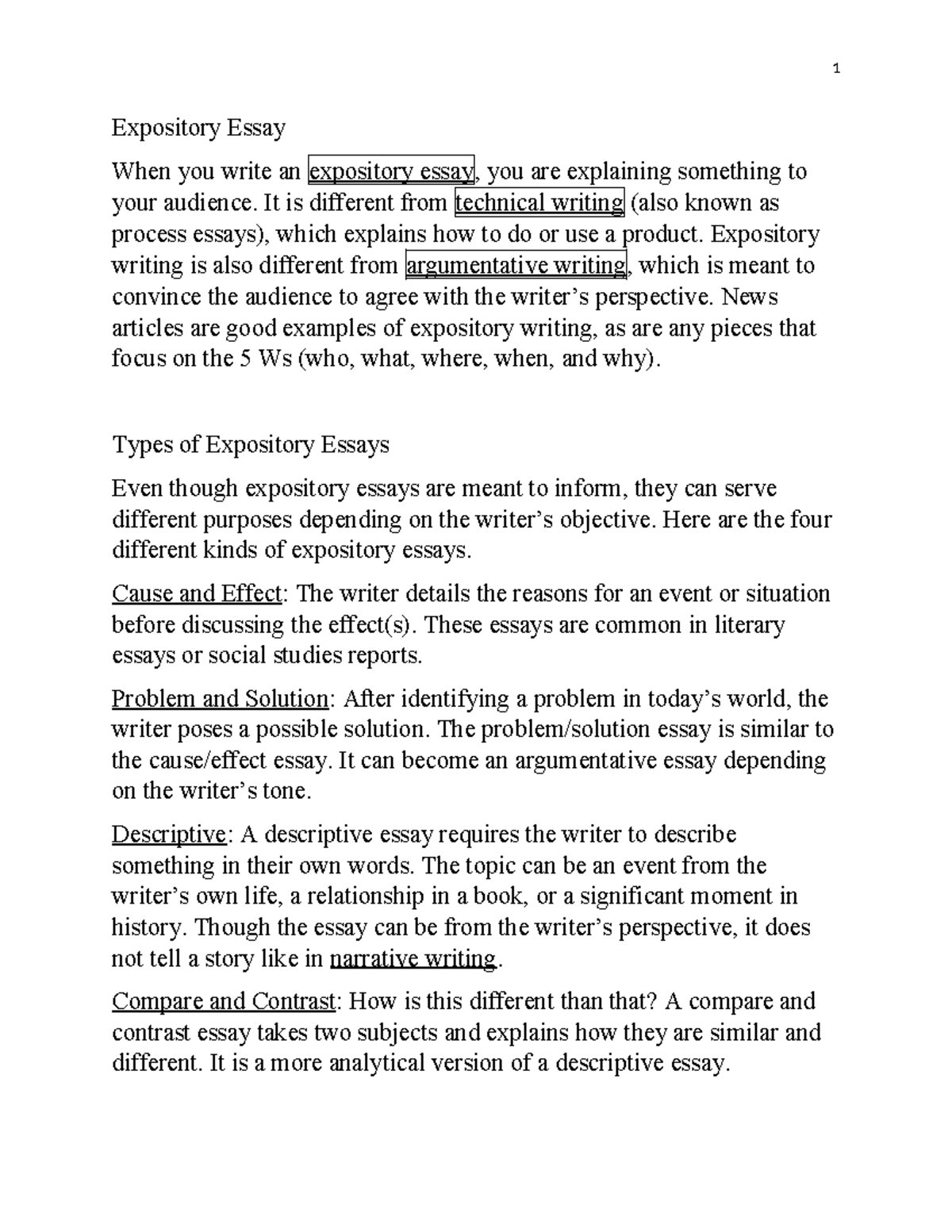 Expository Essay - Good - Expository Essay When you write an expository ...