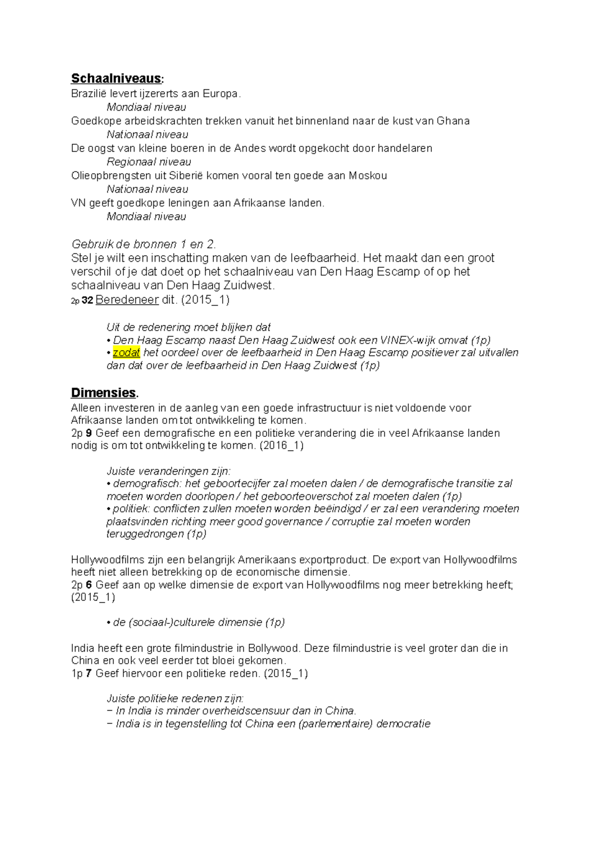 Examen Tips: Schaalniveau en Dimensies - Oorzaak en Gevolg (2015_1 ...