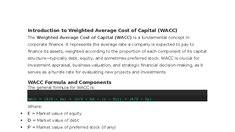 Introduction to WACC: Understanding Weighted Average Cost of Capital ...