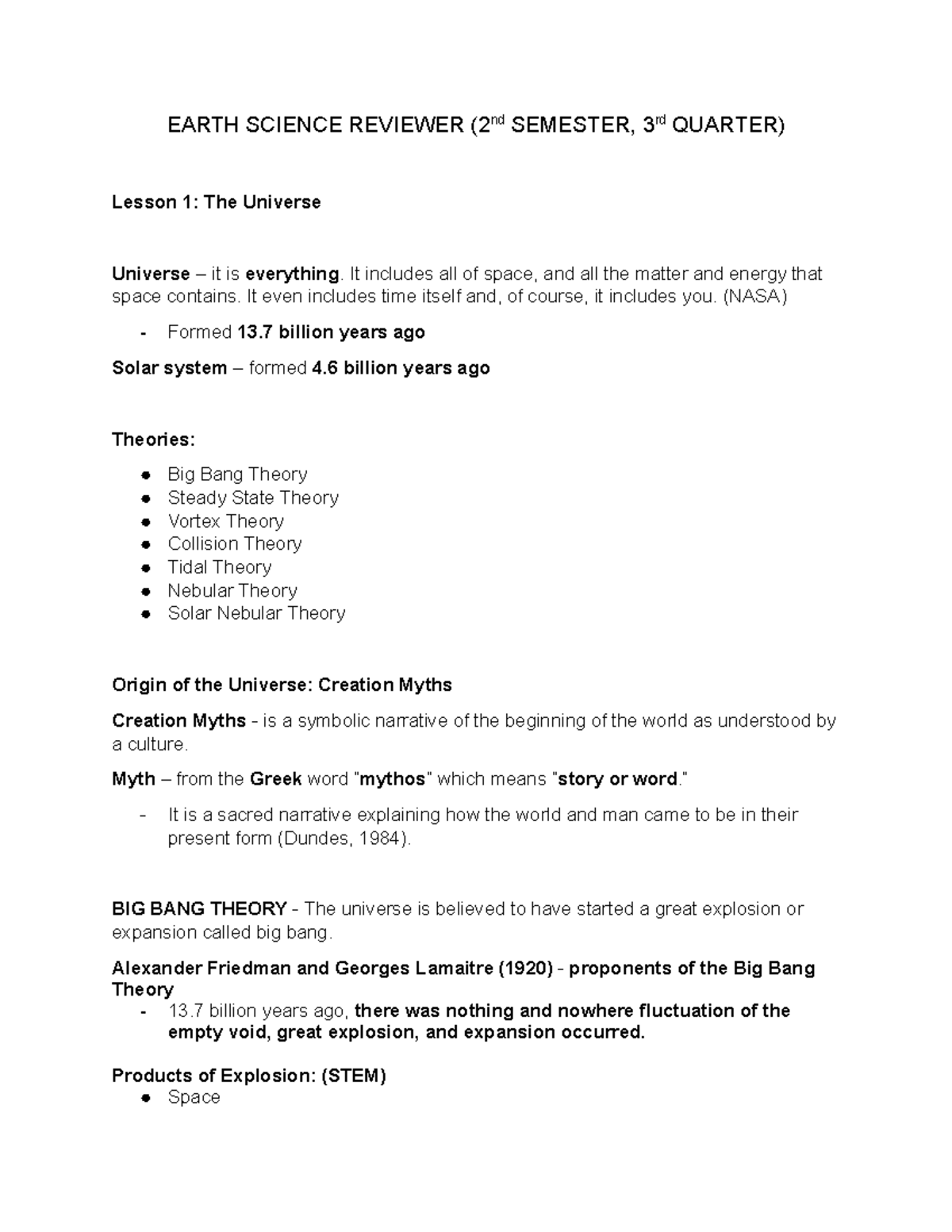 Earth Science 3rd Quarter Reviewer - STEM 12 Key Concepts and Theories ...