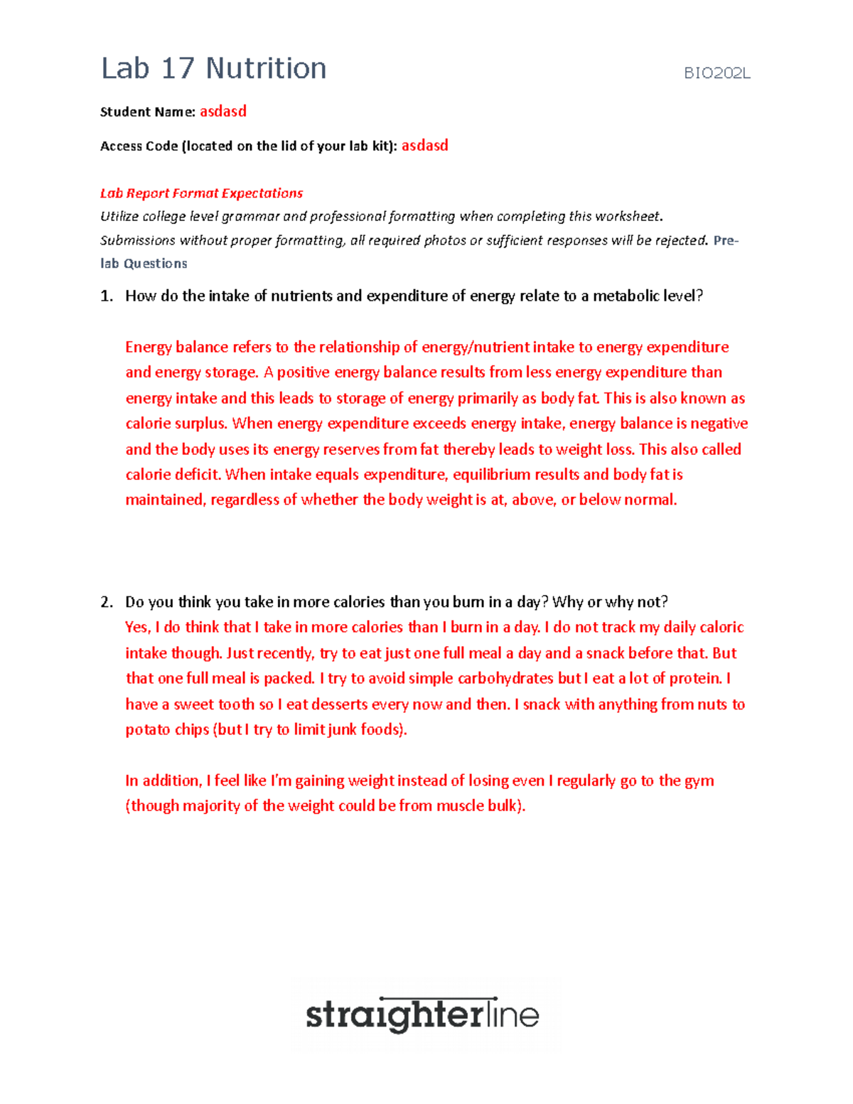 BIO202 Lab 17 g studocu - Nutrition worksheet - Student Name: asdasd ...