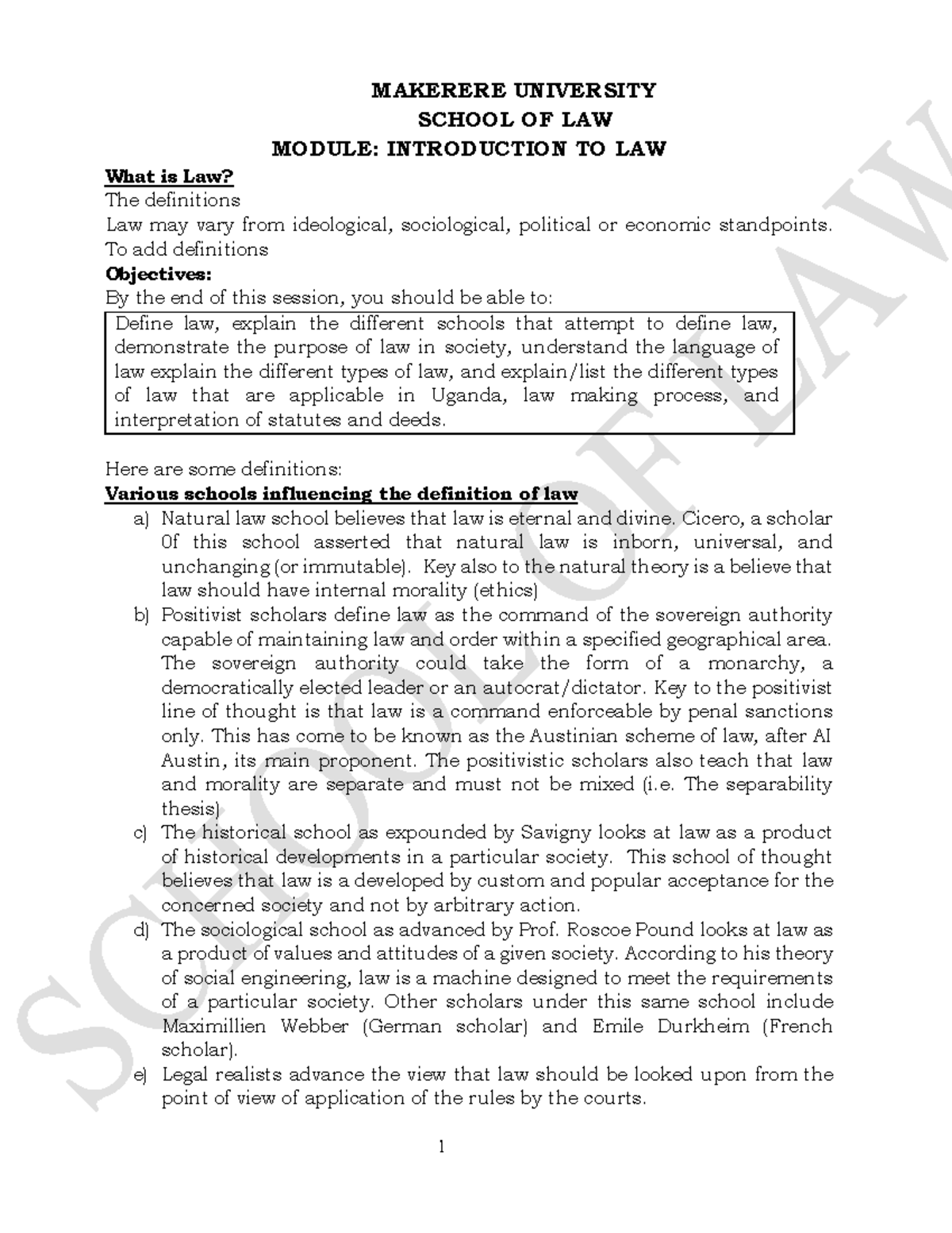 Introduction to Law: Key Concepts and Definitions (LAW101) - Studocu