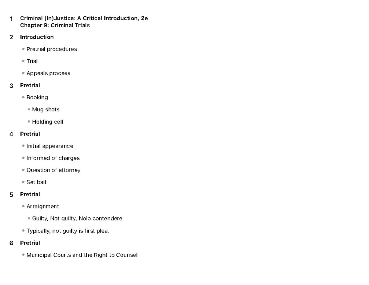Criminal Trials Overview: Key Concepts and Procedures (CRIM 201 ...