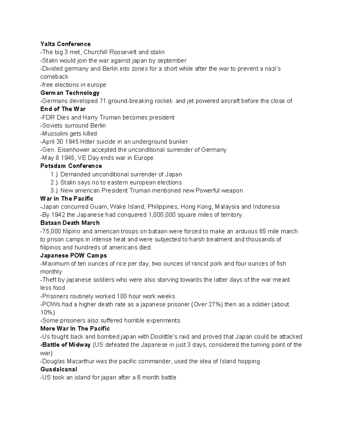 WW2 - Cheat Sheet - Yalta Conference -The big 3 met, Churchill ...
