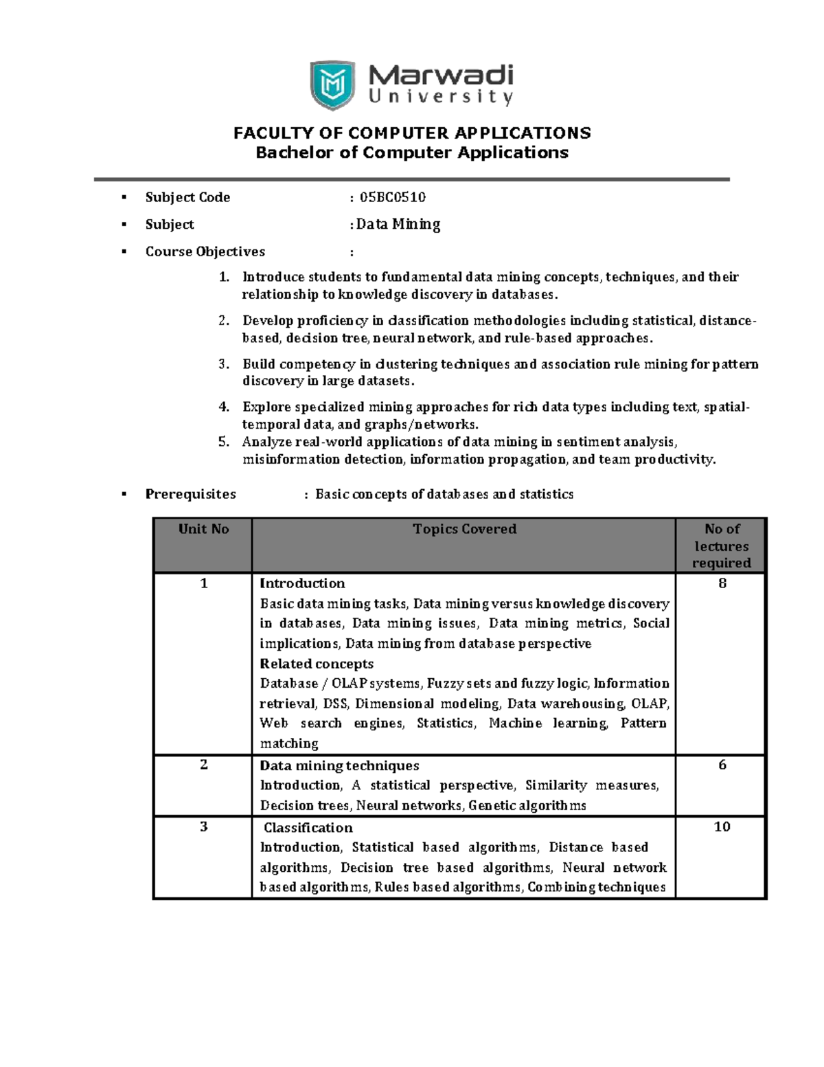 Data Mining Course Overview and Techniques (05BC0510) - Studocu