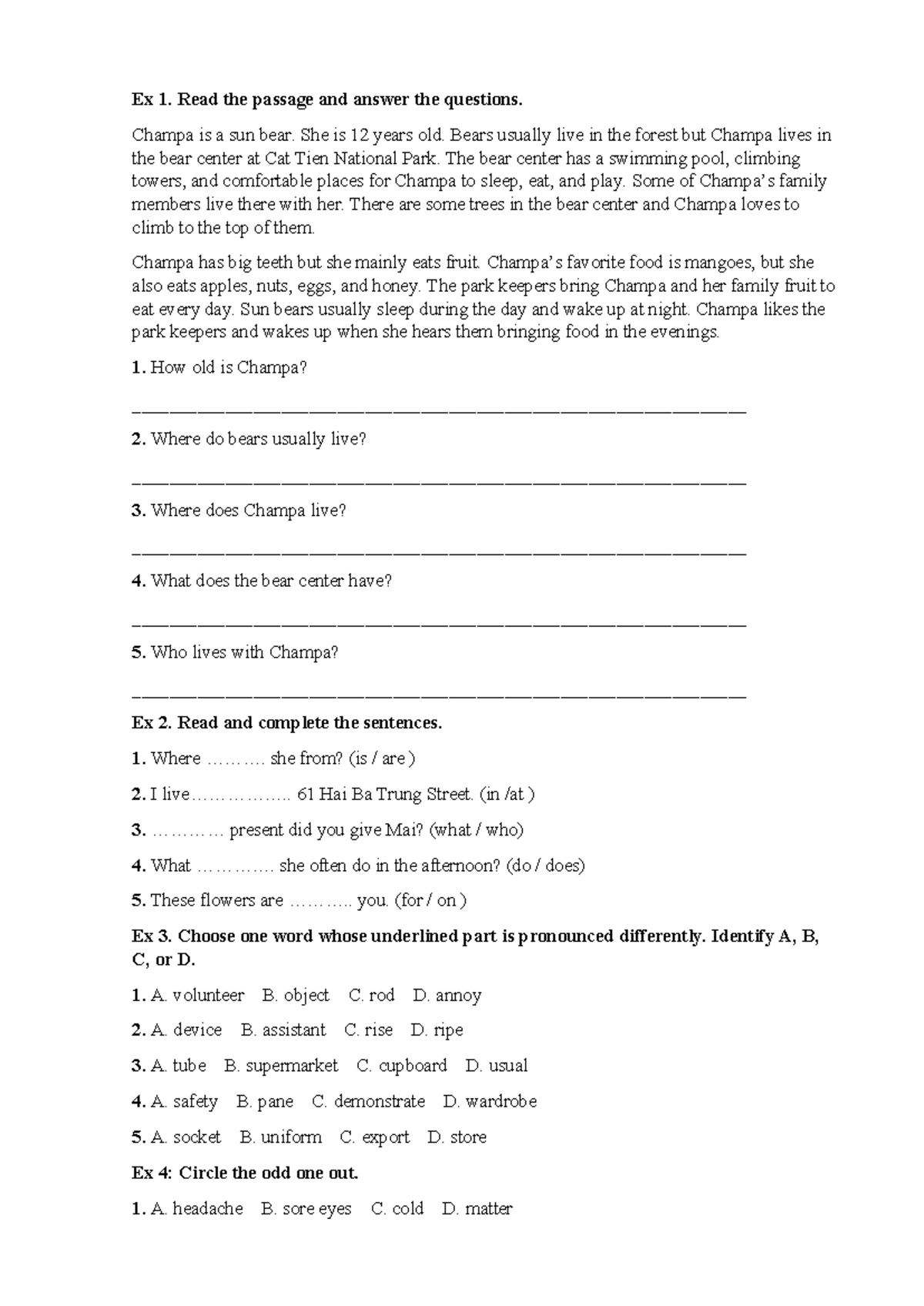 E5 2 - Reading Comprehension Exercises and Answers - Studocu