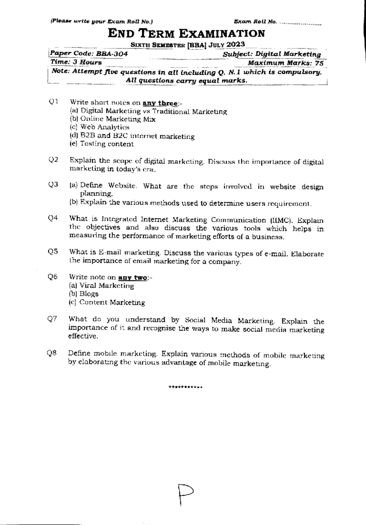 BBA 304 Digital Marketing Endterm Exam Notes - July 2023 - Studocu