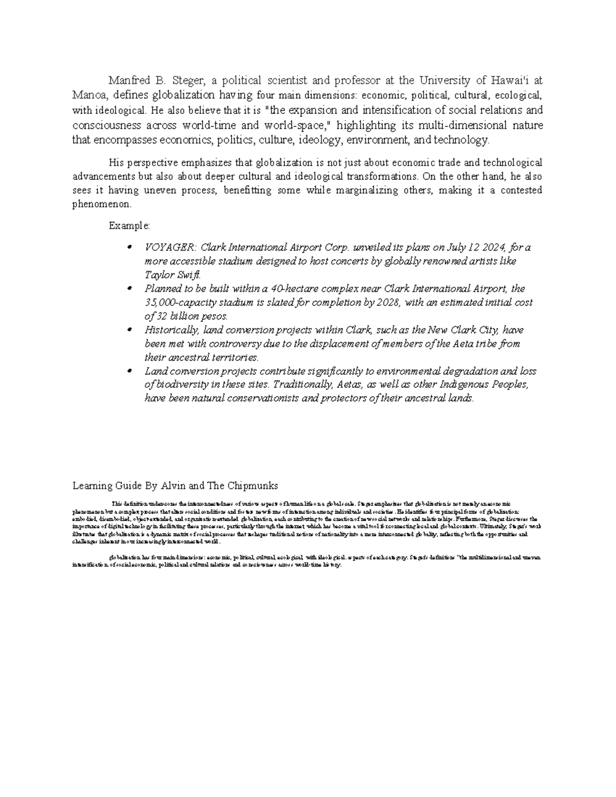 Manfred B. Steger's Globalization Analysis: Dimensions & Impacts - Studocu