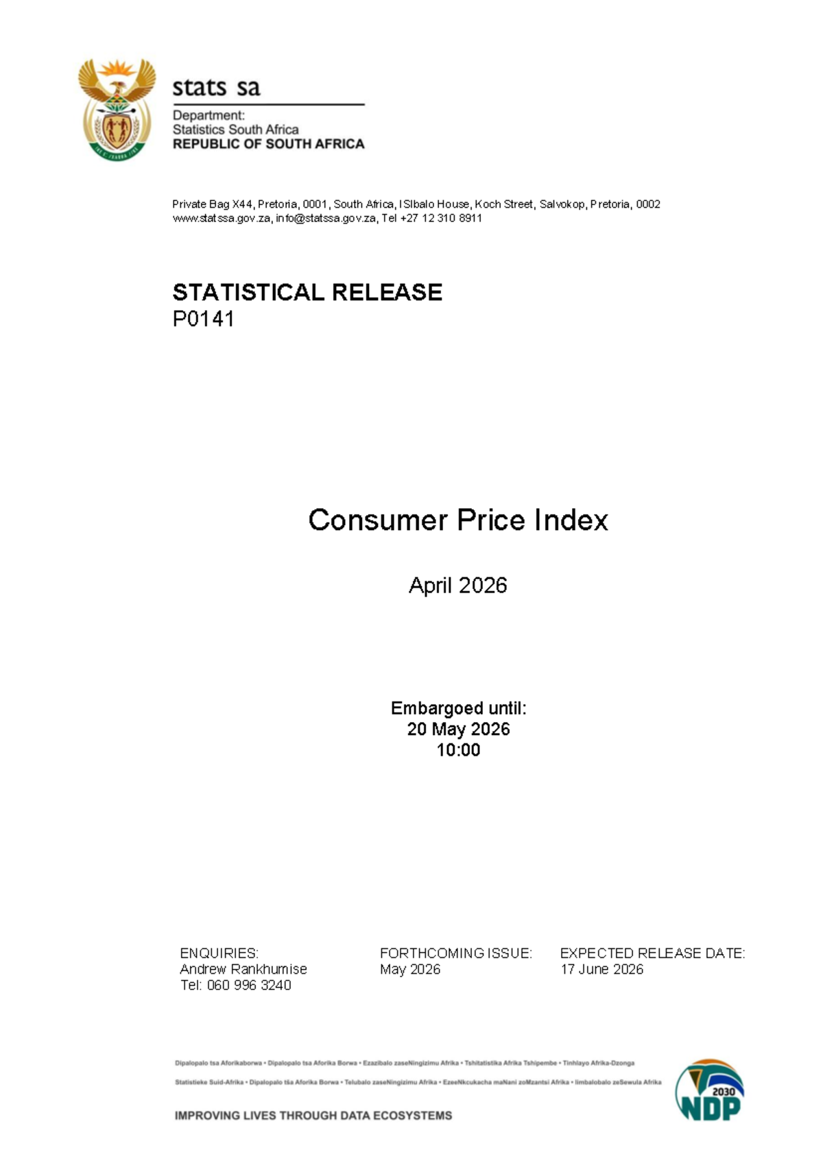 Consumer Price Index (CPI) P0141 - April 2026 Release - Studocu